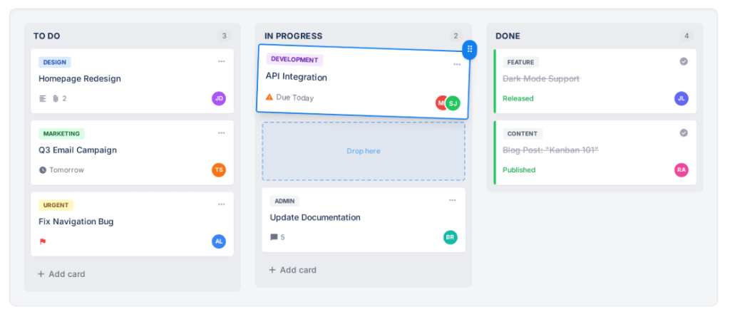 Drag & Drop Kanban – Axiom Workspace